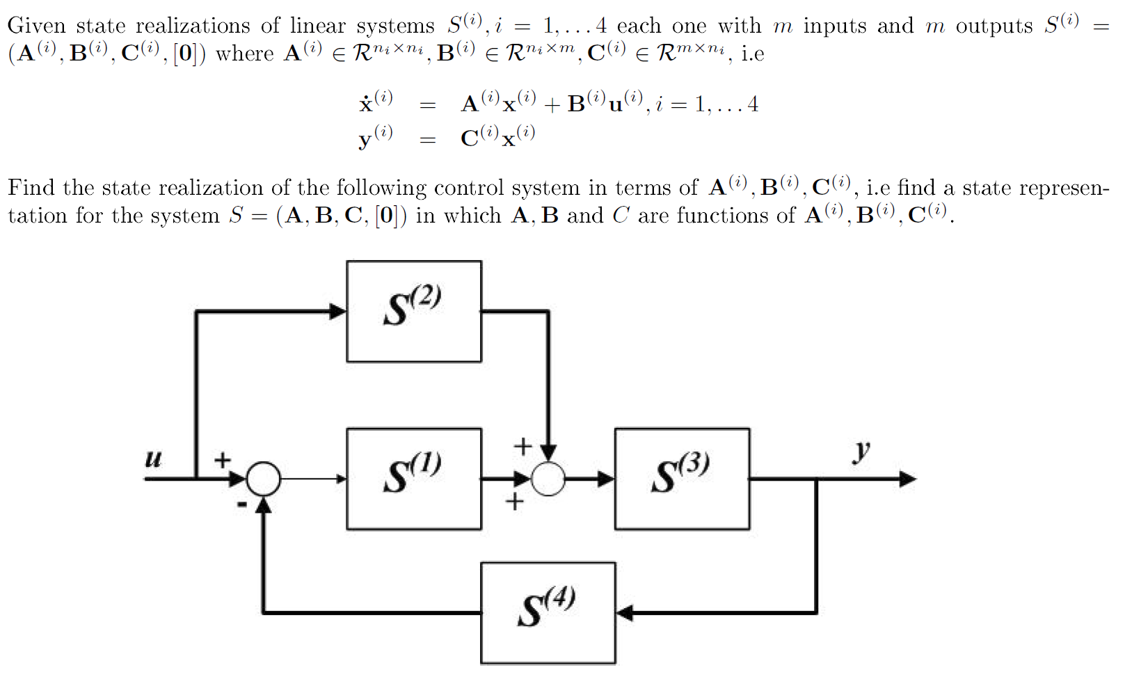 Solved Given state realizations of linear systems | Chegg.com