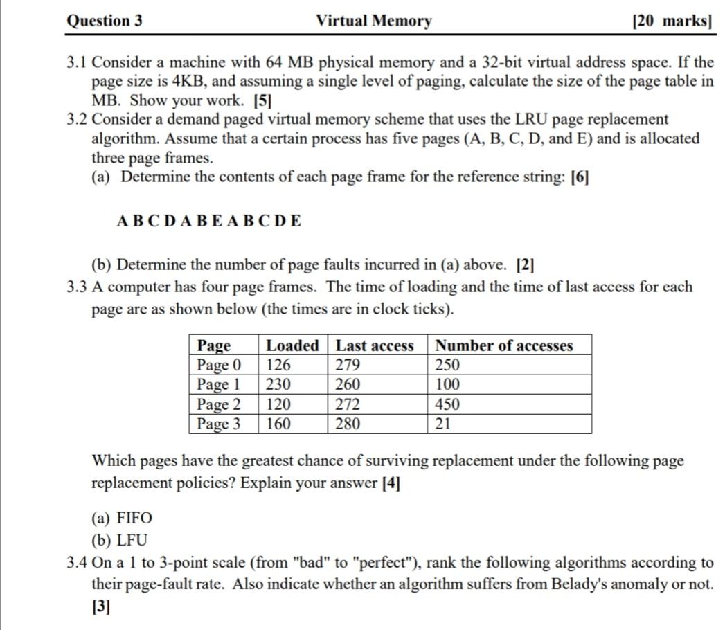 Solved Question 3 [20 marks] 3.1 Consider a machine with 64 | Chegg.com