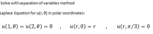 Solve with separation of variables method Laplace | Chegg.com
