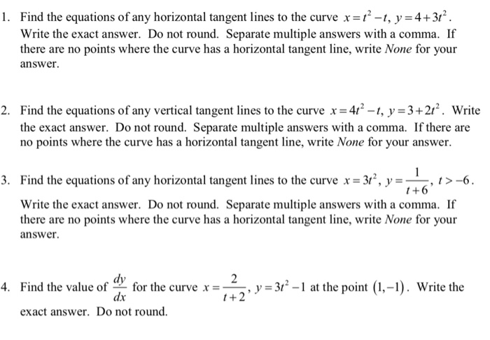 Solved 1. Find the equations of any horizontal tangent lines | Chegg.com