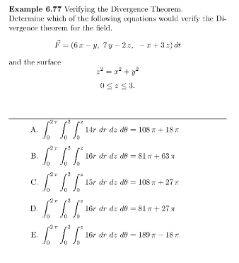 Solved Example 6.77 Verifying the Divergence Theorem. | Chegg.com