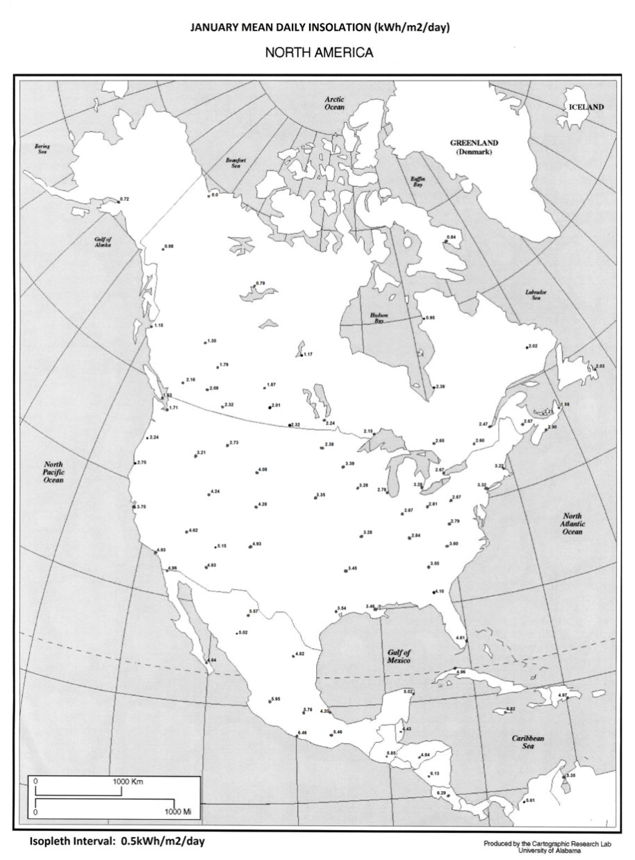 For the January insolation map, draw isopleths using | Chegg.com