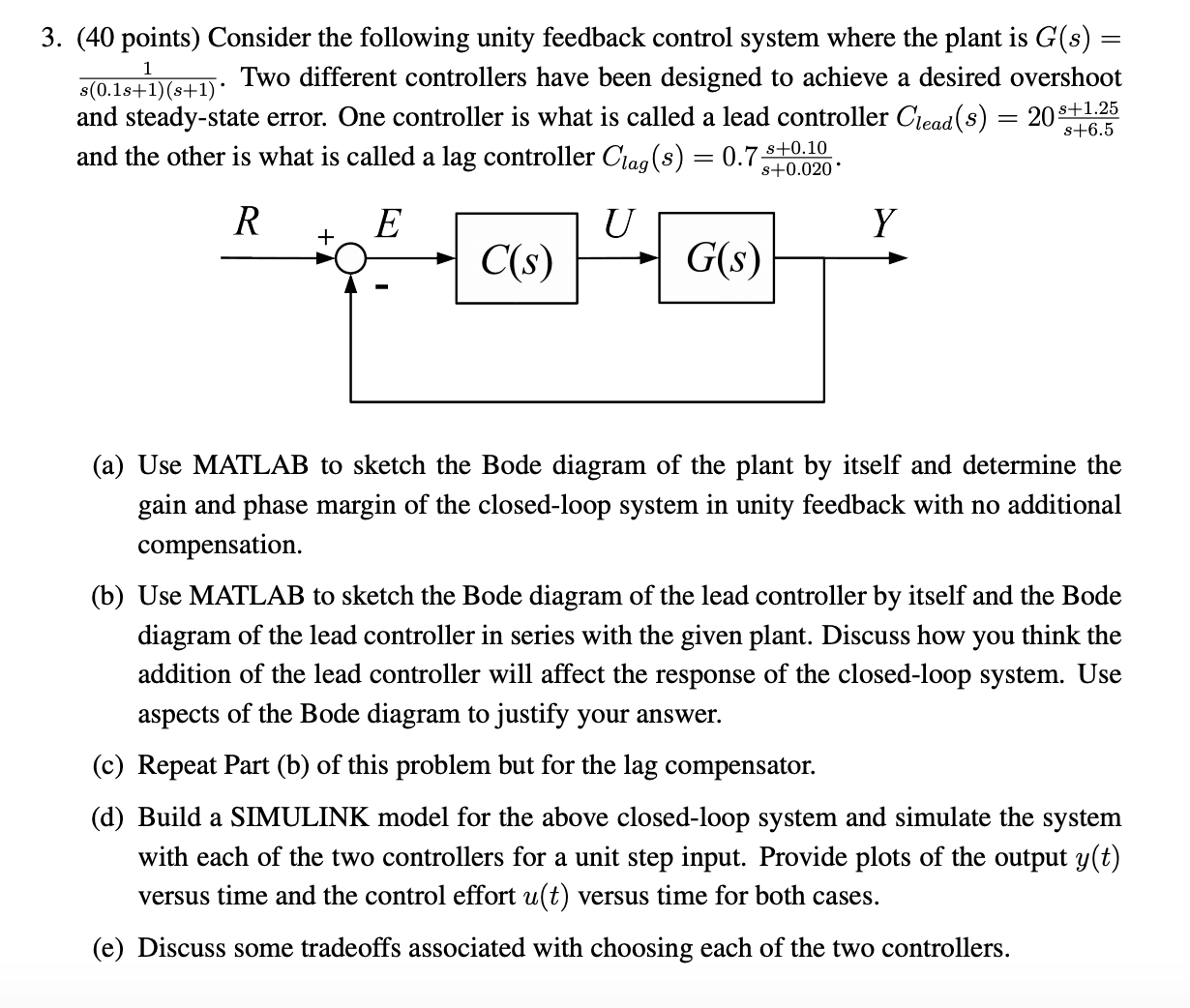 Solved 1 3. (40 points) Consider the following unity | Chegg.com