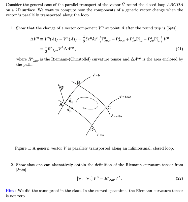 Consider the general case of the parallel transport | Chegg.com