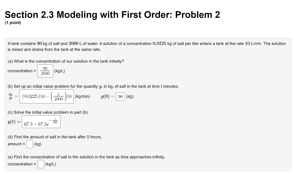 Solved Section 2 3 Modeling With First Order Problem 2 1