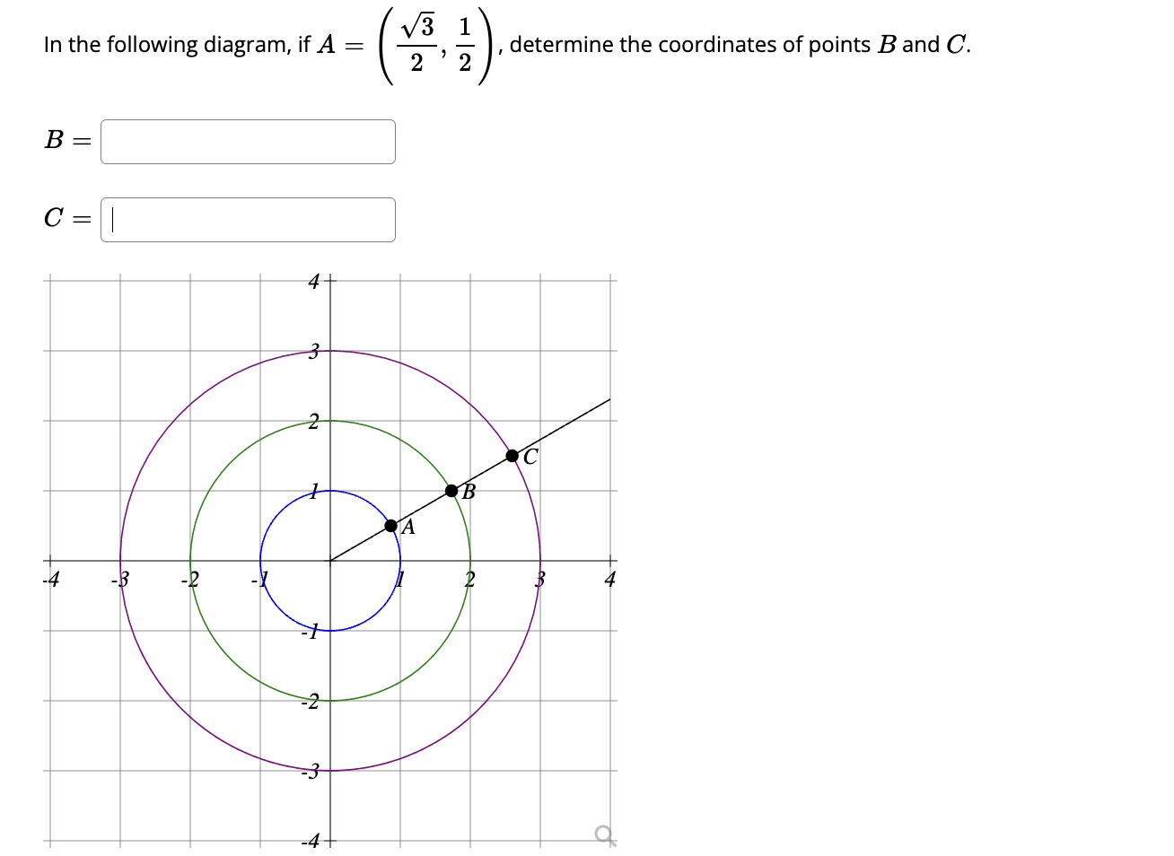 Solved In the following diagram, if A=(23,21), determine the | Chegg.com
