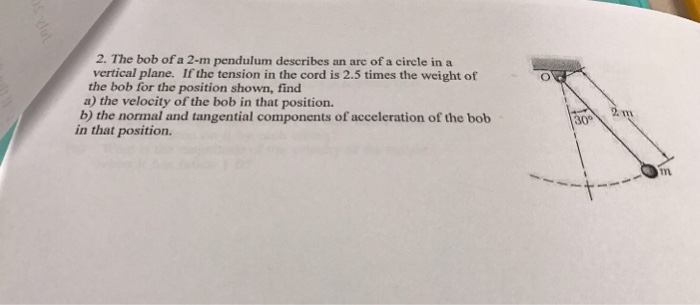 Solved The bob of a 2-m pendulum describes an arc of a | Chegg.com