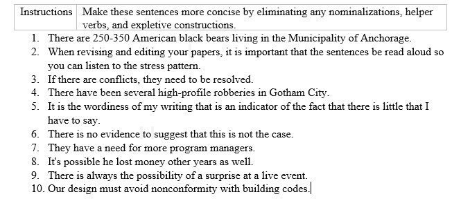 Solved Make these sentences more concise by eliminating any | Chegg.com