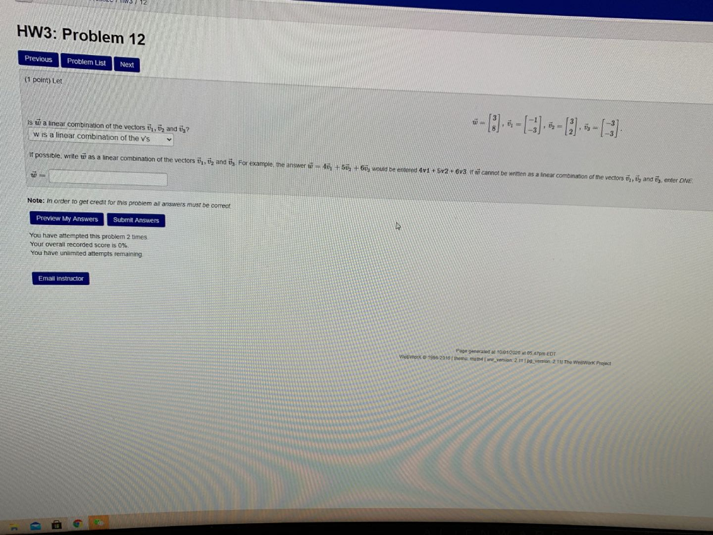 Solved HW3: Problem 12 Previous Problem List Next (1 point) | Chegg.com