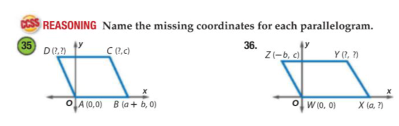 Solved REASONING Name the missing coordinates for each | Chegg.com
