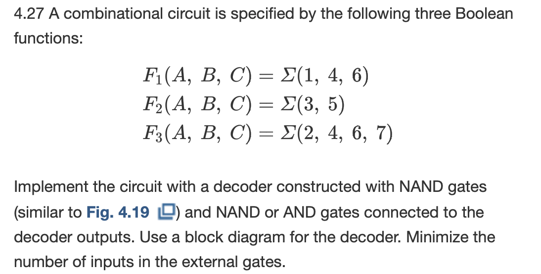 Solved 4.27 A combinational circuit is specified by the | Chegg.com