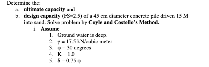 Solved Determine the a. ultimate capacity and b. design | Chegg.com