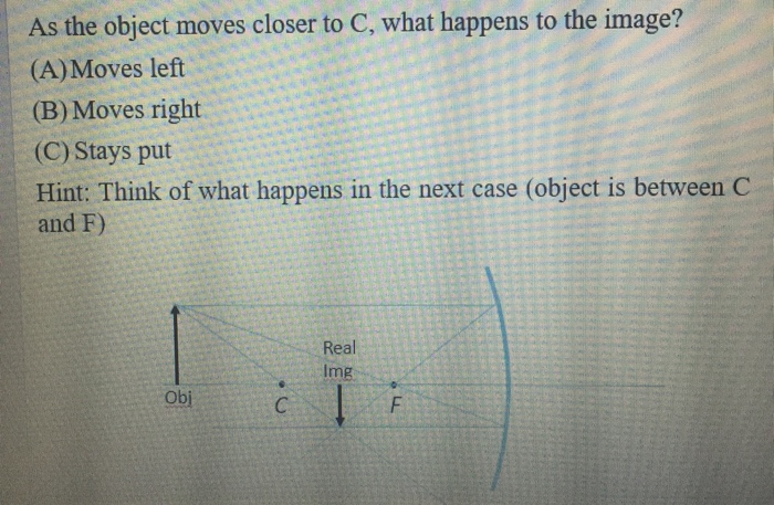 Solved As the object moves closer to C, what happens to the | Chegg.com