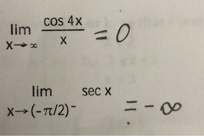 Solved COS 4X x lim - lim sec x X (-T/2) | Chegg.com