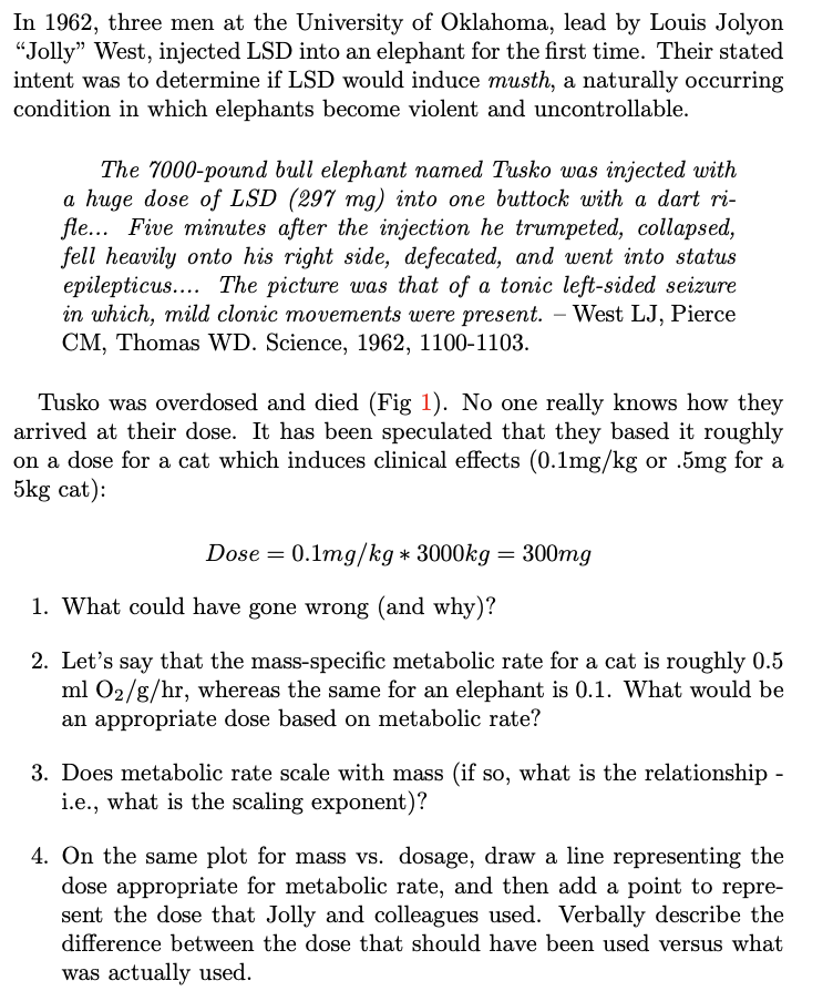 "Jolly" West, injected LSD into an elephant for the | Chegg.com