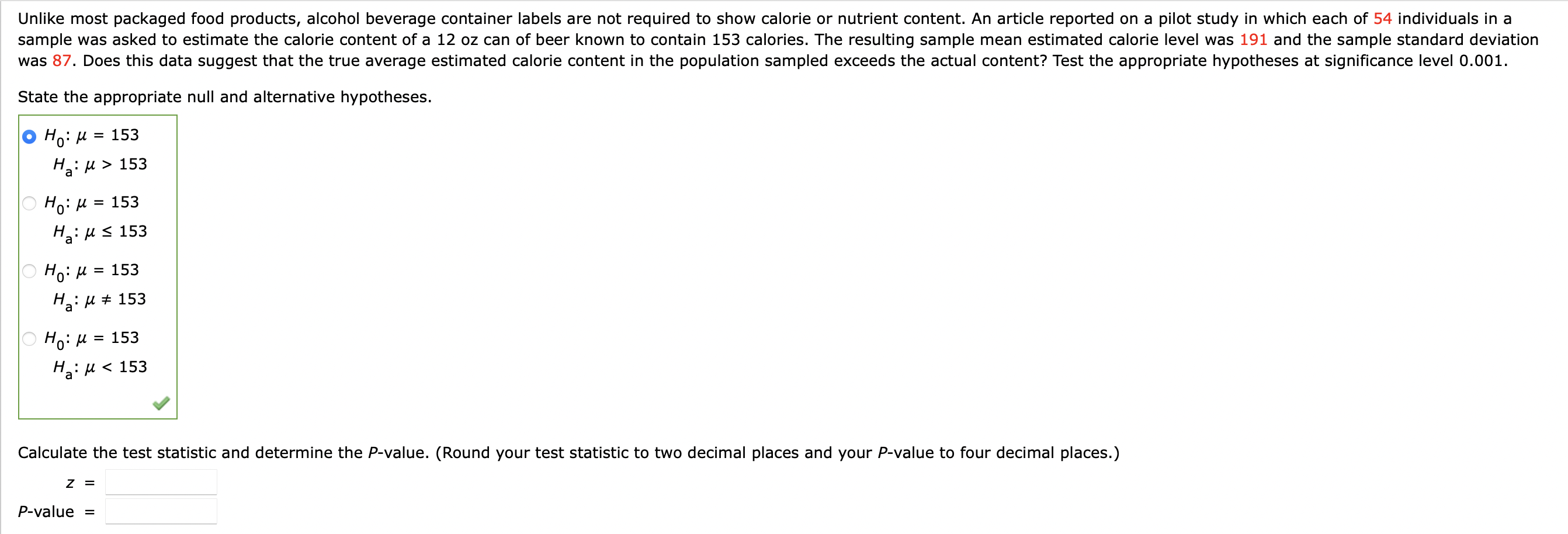 Solved State the appropriate null and alternative | Chegg.com