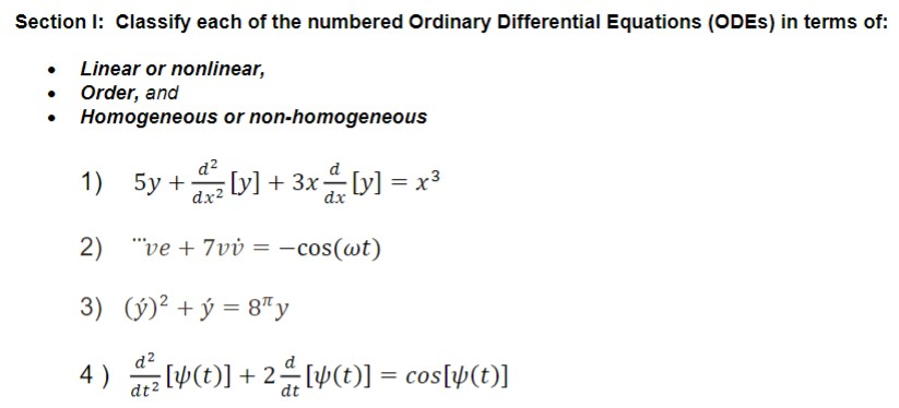 Solved Section 1: Classify each of the numbered Ordinary | Chegg.com