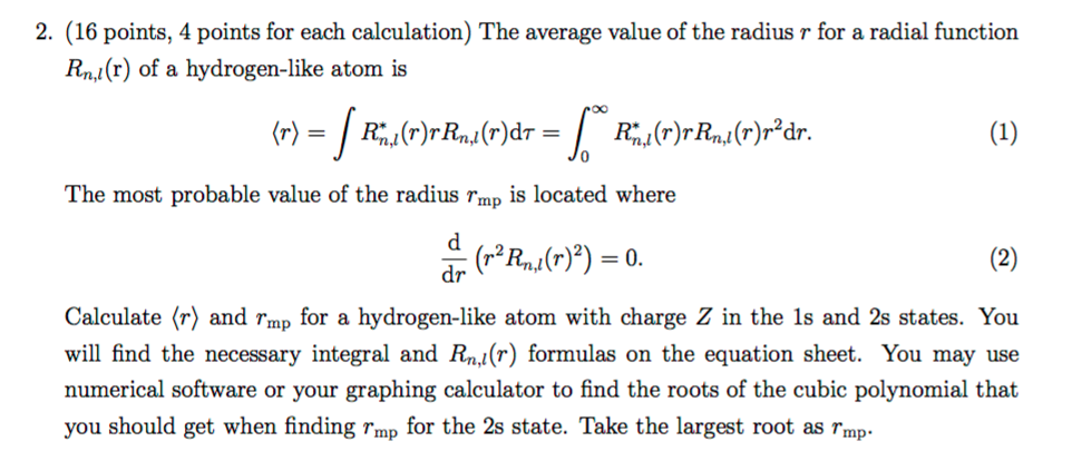 2. (16 points, 4 points for each calculation) The | Chegg.com