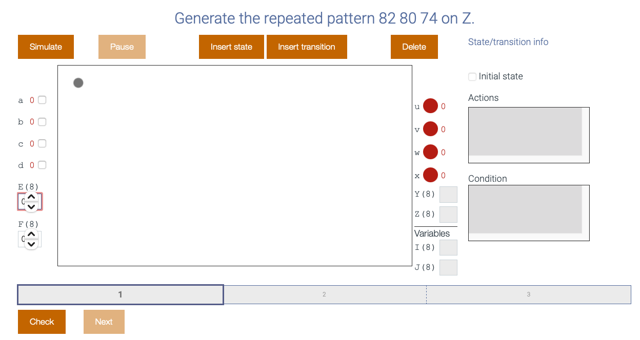 Generate the repeated pattern 82 80 74 on Z. Simulate | Chegg.com