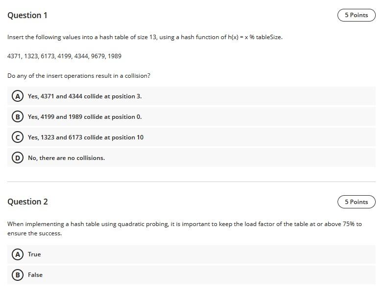 Solved Question 1 5 Points Insert the following values into | Chegg.com