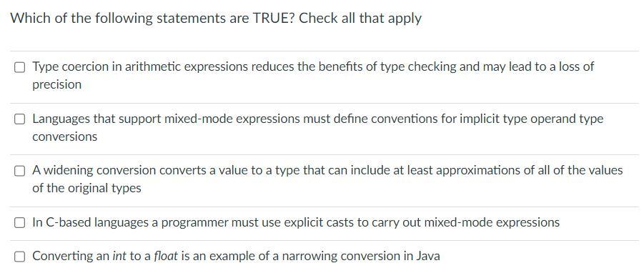 Solved Which of the following statements are TRUE? Check all | Chegg.com