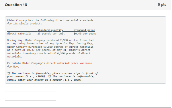 Solved Rider Company has the following direct material | Chegg.com