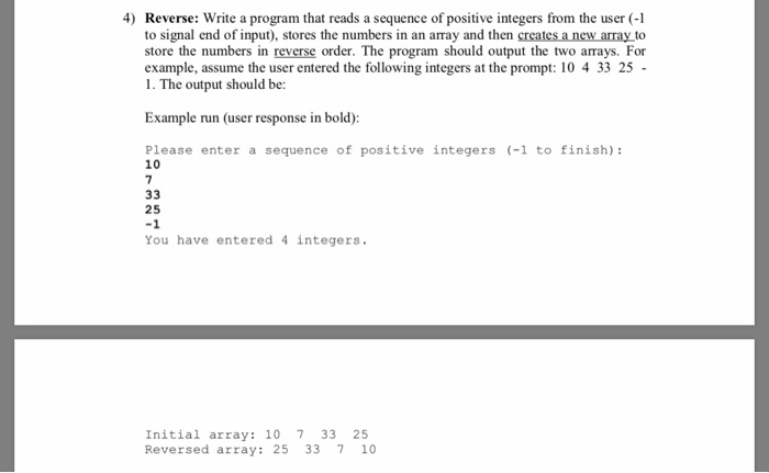 Solved 4) Reverse: Write a program that reads a sequence of | Chegg.com