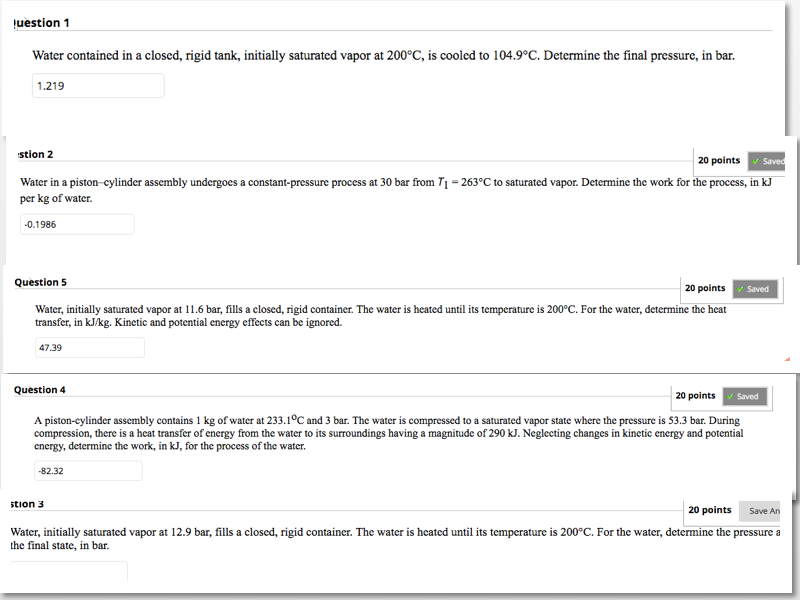 Solved uestion 1 Water contained in a closed, rigid tank, | Chegg.com