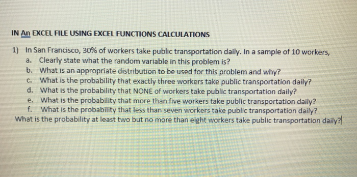 Solved IN An EXCEL FILE USING EXCEL FUNCTIONS CALCULATIONS | Chegg.com
