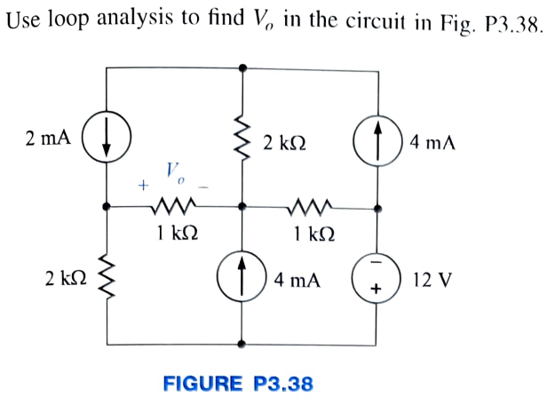 Solved Use loop analysis to find Vo in the circuit in Fig. | Chegg.com