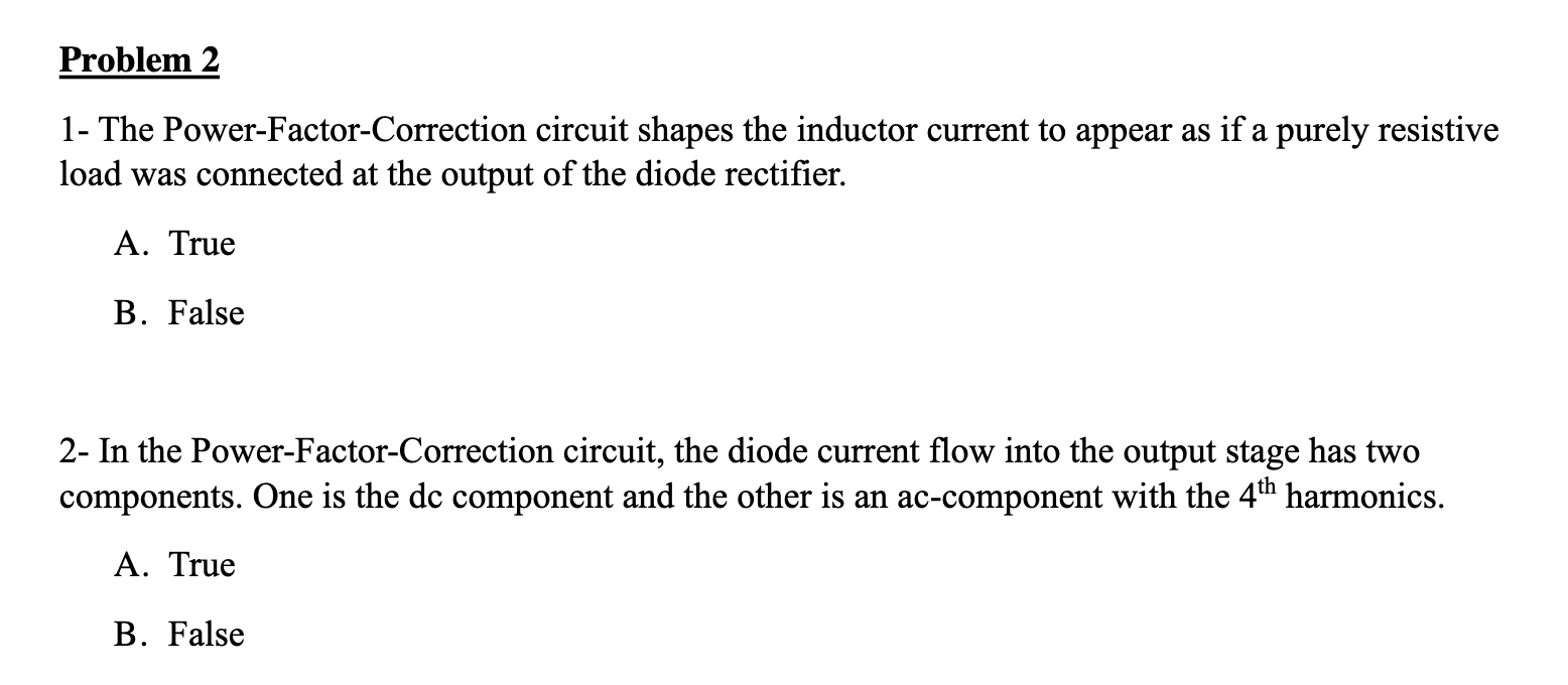 Solved Problem 2 1- The Power-Factor-Correction circuit | Chegg.com