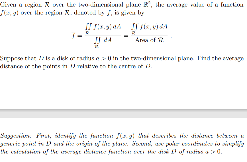 Solved Given a region R ﻿over the two-dimensional plane R2, | Chegg.com