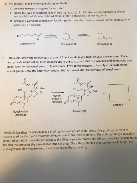Solved [40 points] For the following multistep synthesis a) | Chegg.com