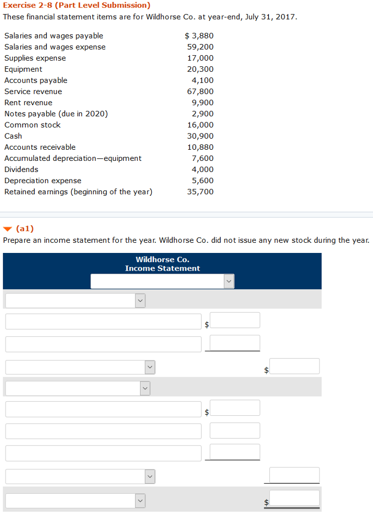 Solved Exercise 2-8 (Part Level Submission) These financial | Chegg.com