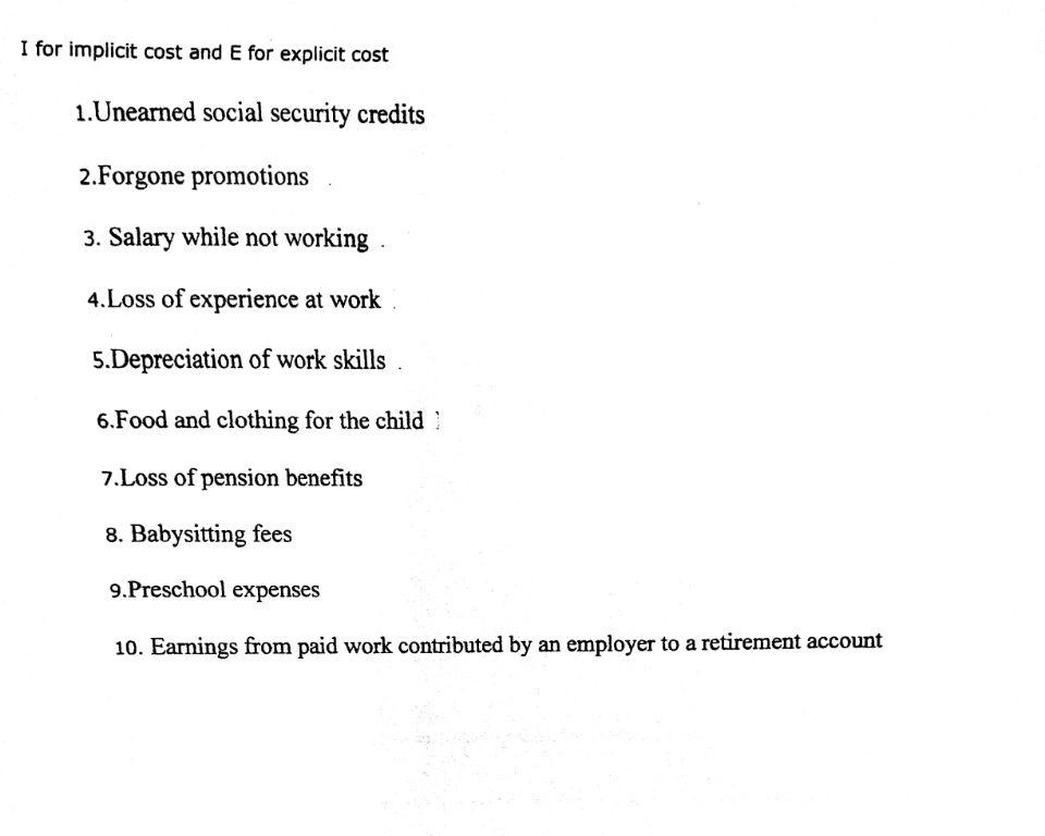 Solved I for implicit cost and E for explicit cost | Chegg.com