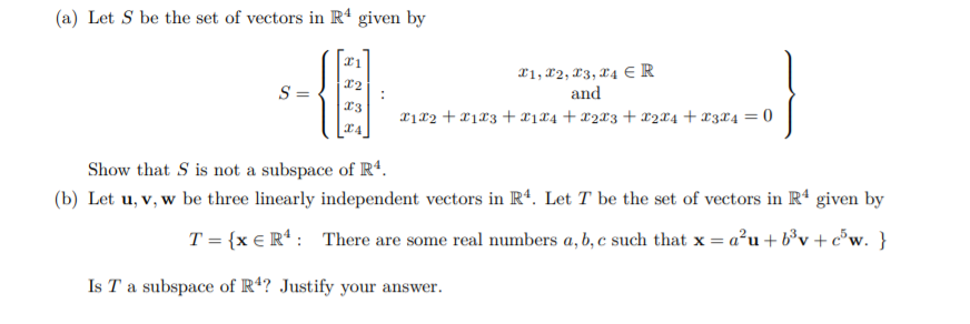 Solved (a) Let S be the set of vectors in R4 given by S= 11 | Chegg.com