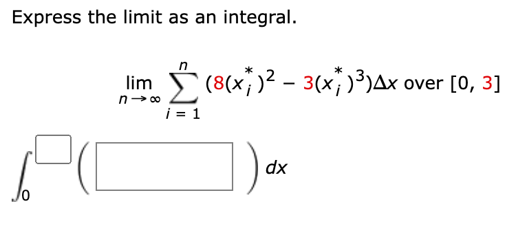 Solved Express the limit as an integral. | Chegg.com