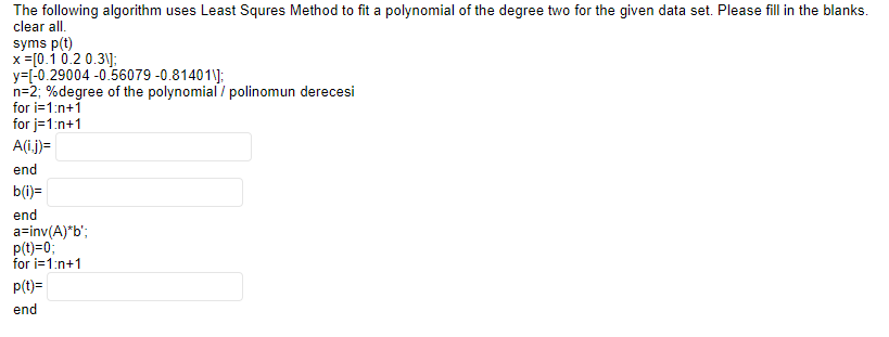 Solved The following algorithm uses Least Squres Method to | Chegg.com