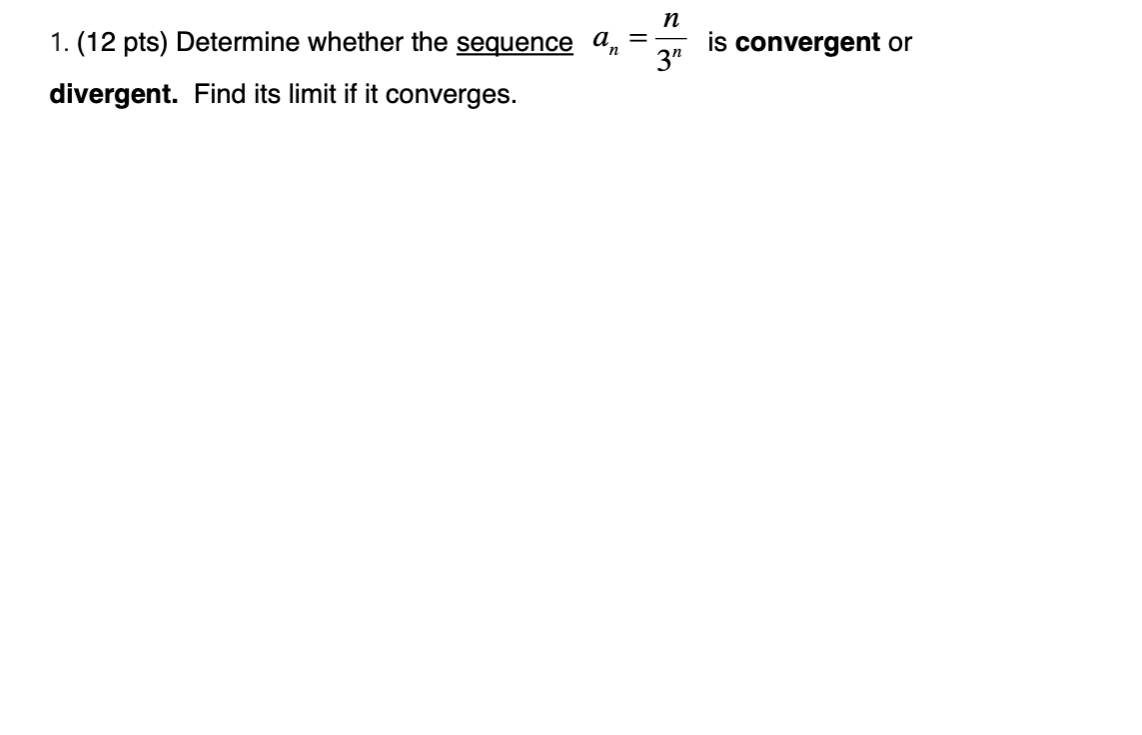 Solved n = is convergent or 1. (12 pts) Determine whether | Chegg.com