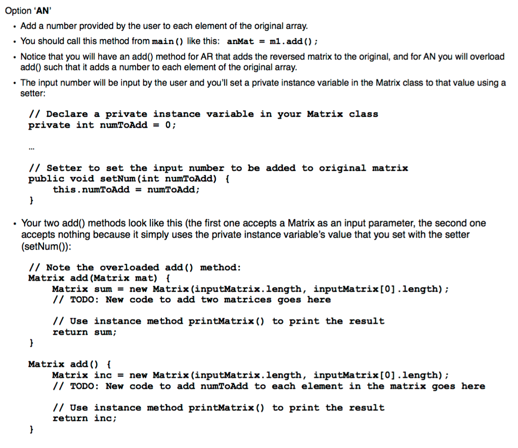Solved Java add a number to each element of the original | Chegg.com