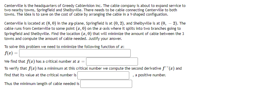 Solved Centerville is the headquarters of Greedy Cablevision | Chegg.com