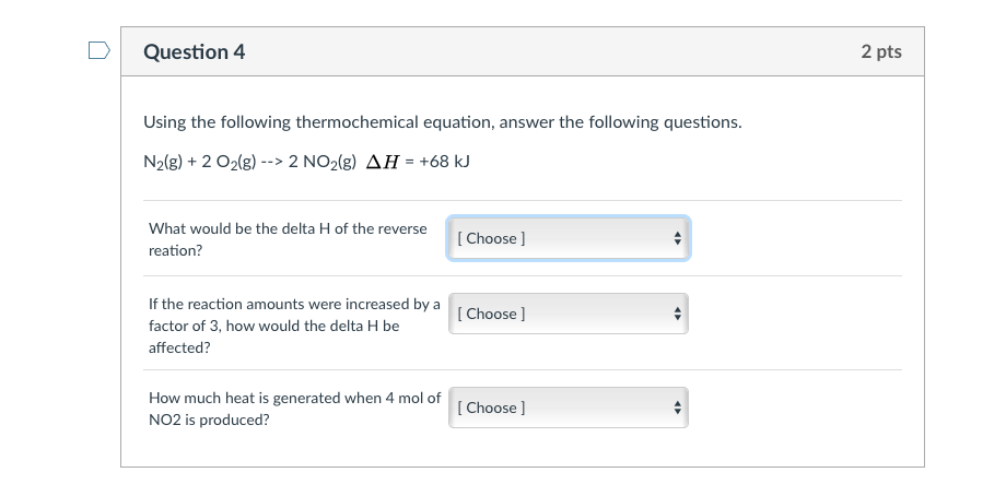 Solved DQuestion 4 2 pts Using the following thermochemical | Chegg.com