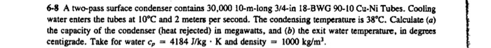 Solved 6-8 A two-pass surface condenser contains 30,000 | Chegg.com