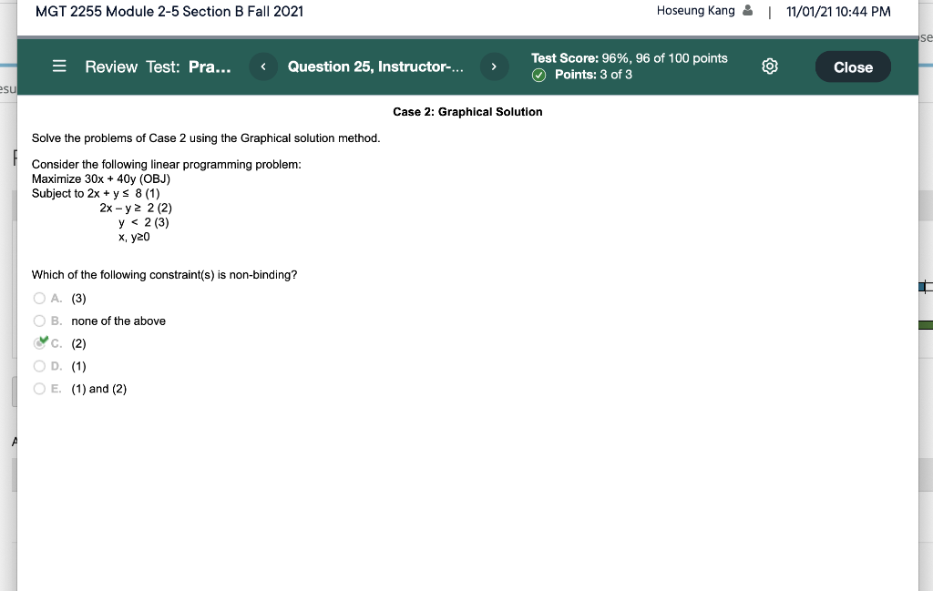 Solved MGT 2255 Module 2-5 Section B Fall 2021 Hoseung Kang | Chegg.com