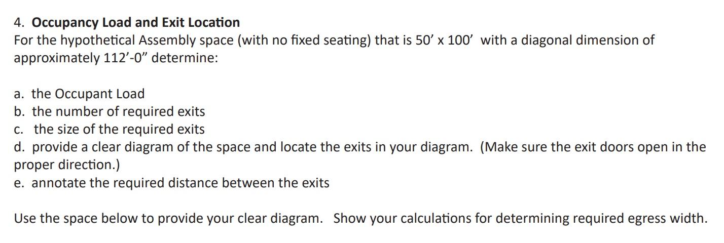 Solved 4. Occupancy Load and Exit Location For the | Chegg.com