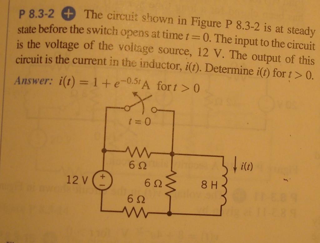 Solved P 8.3-2 + The circuit shown in Figure P 8.3-2 is at | Chegg.com