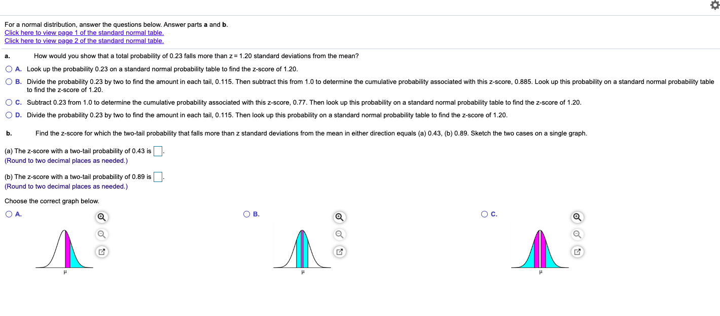 Solved 0 For a normal distribution, answer the questions | Chegg.com