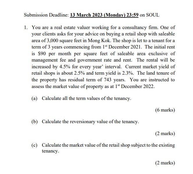 Solved Submission Deadline: 13 March 2023 (Monday) 23:59 on | Chegg.com