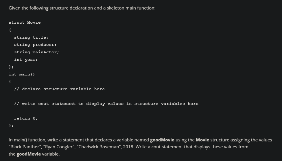 Solved Given The Following Structure Declaration And A