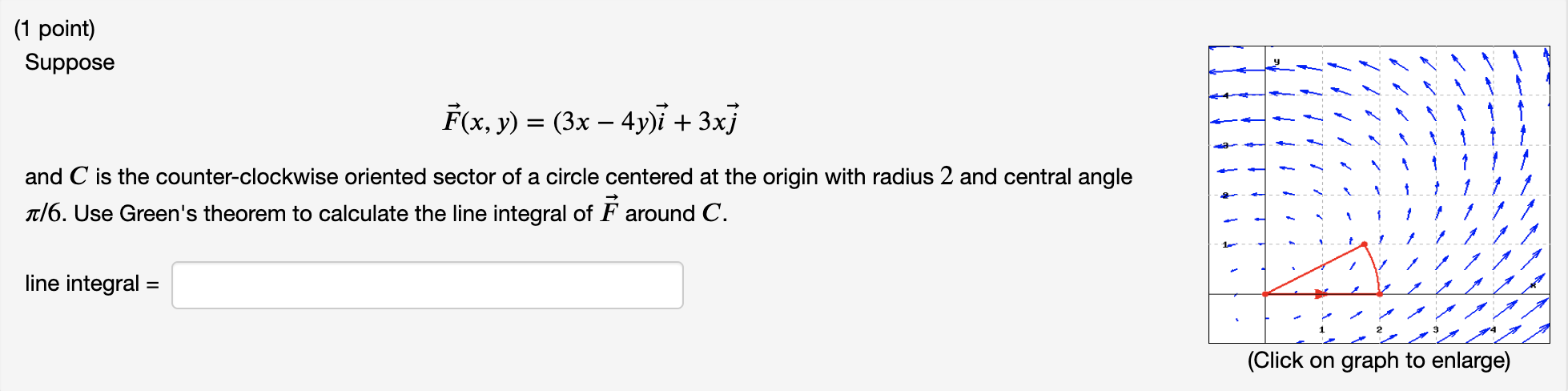 Solved (1 point) Suppose F(x,y)=(3x−4y)i+3xj and C is the | Chegg.com